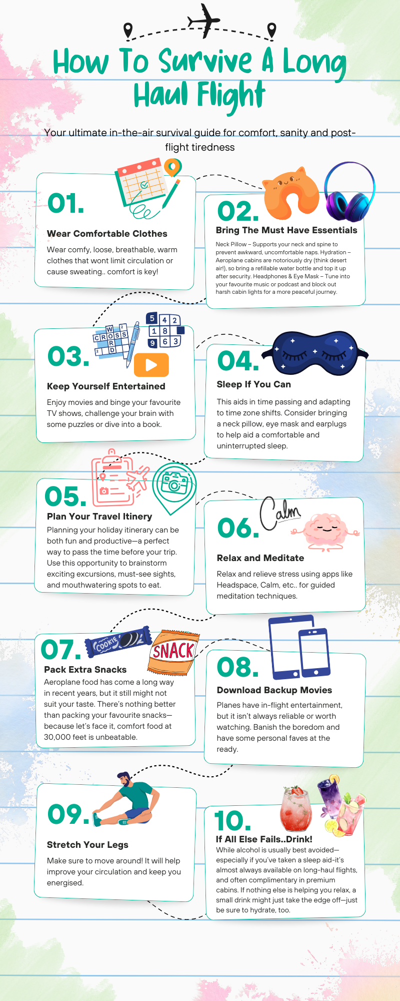 How to Survive a Long-Haul Flight In-Flight Guide Infographic